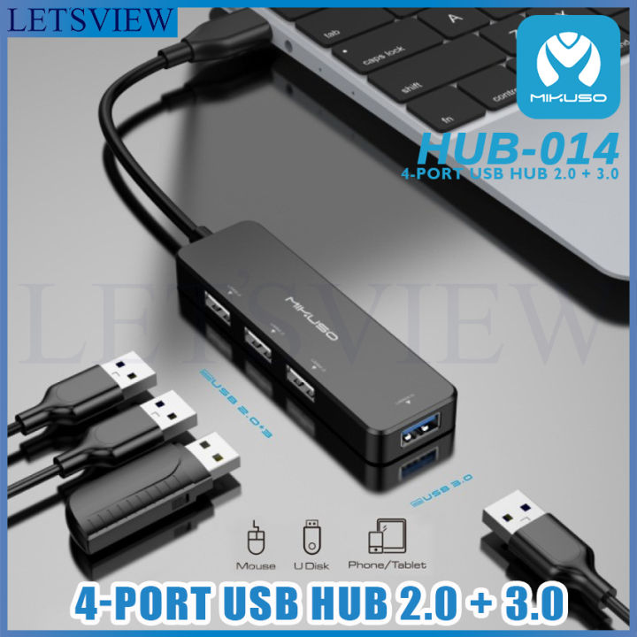Letsview MIKUSO HUB-014 USB 2.0+3.0 Multi HUB Splitter 4-Port USB Hubs High Speed Expansion ...