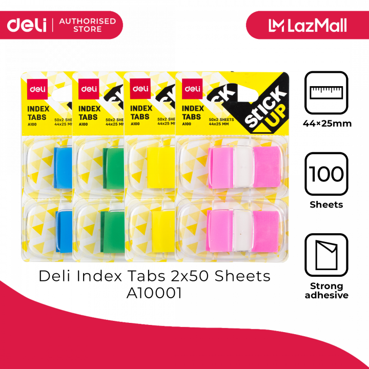Deli A10001 Index Tabs 2x50 Sheets 79A10001 | Lazada PH
