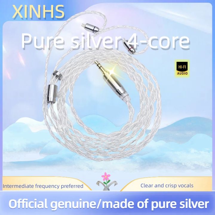 4 core Pure Silver earphone Upgrade Cable Balanced wire 2.5/3.5/4.4MM Plug With MMCX/2PIN/QDC ...