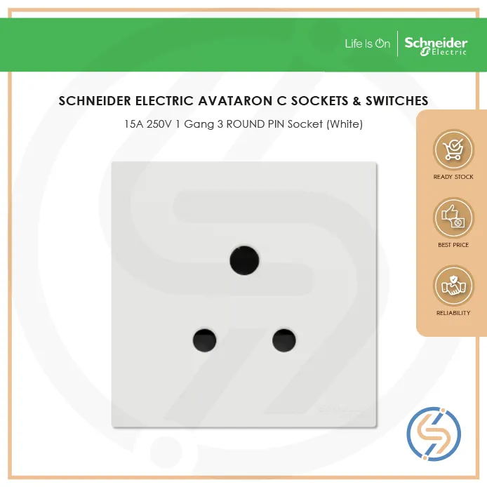 Schneider 15A 250V 1 Gang 3 ROUND PIN Socket | Lazada
