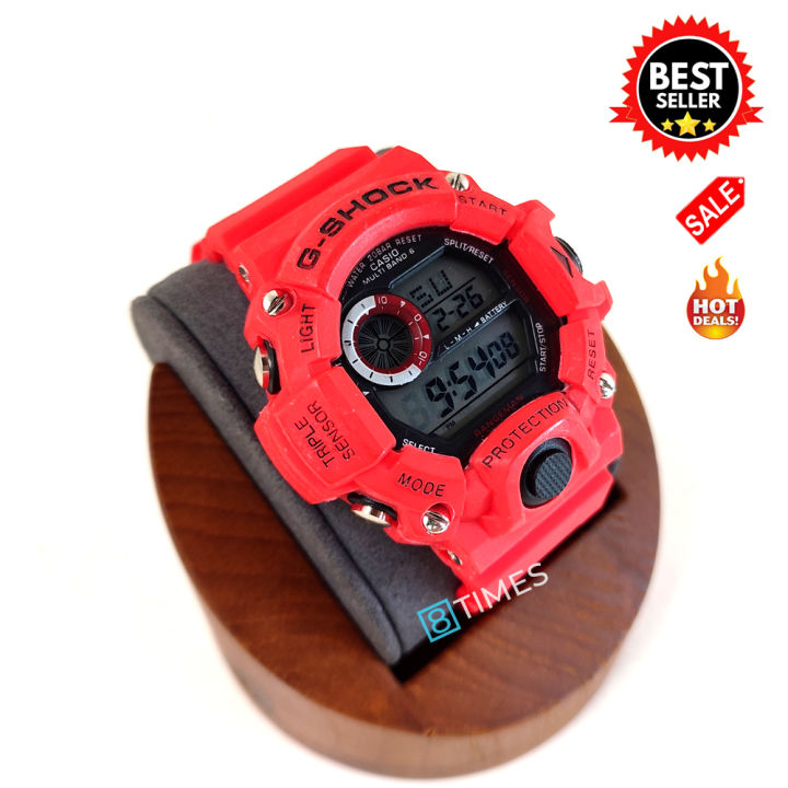 Casio FW Digital Movement Water Resist RED Resin Strap Watch for Men ...