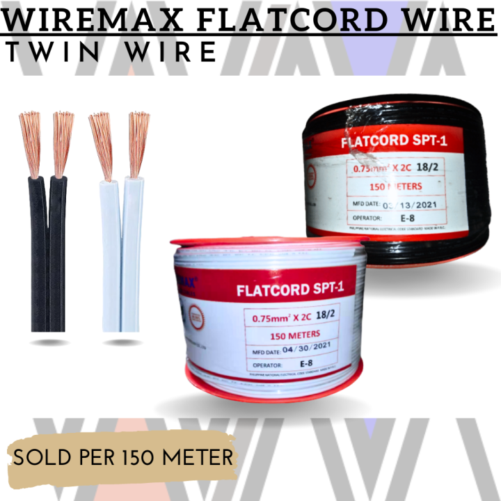 WIREMAX High Quality FLATCORD Wire 150 meters Gauge 18/2 (0.75mm²XC ...