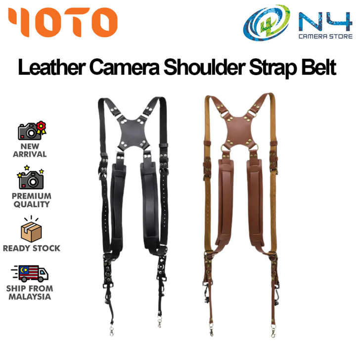 FOTO Leather Camera Strap Dual Harness Shoulder Strap Double Strap ...
