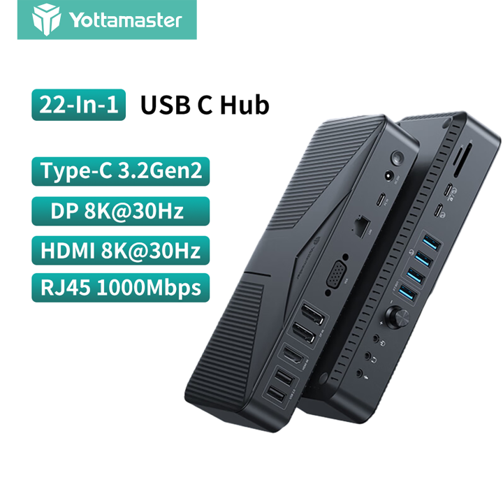 Yottamaster 22 in 1 USB C Docking Station 8K30Hz DP HDMI VGA Compatible ...