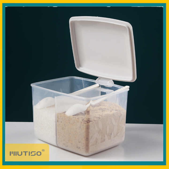 Miutiso Clear Seasoning Storage Box Container Condiment Jars with Flip ...