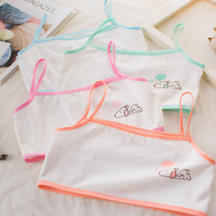 【4-Pack】Little Girl's Cotton Vest Development Period Female Student ...