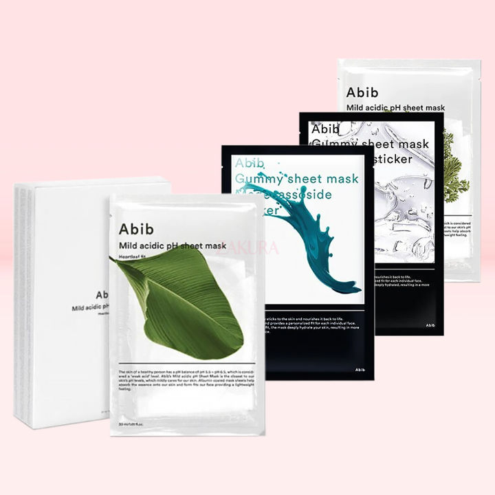Abib 10pcs Mild Acidic PH Sheet Mask - Aqua Fit/Gummy Sheet Mask Heartleaf Sticker/Gummy Sheet ...