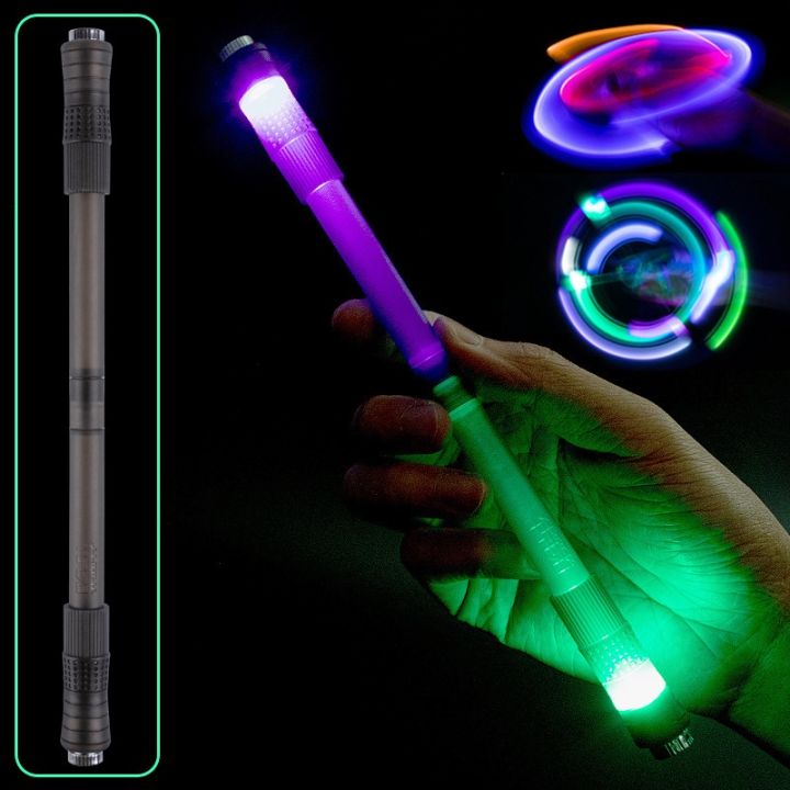 2pcs Cool Rotating LED Flash Gel Pen with Light Anti-slip Comfortable ...