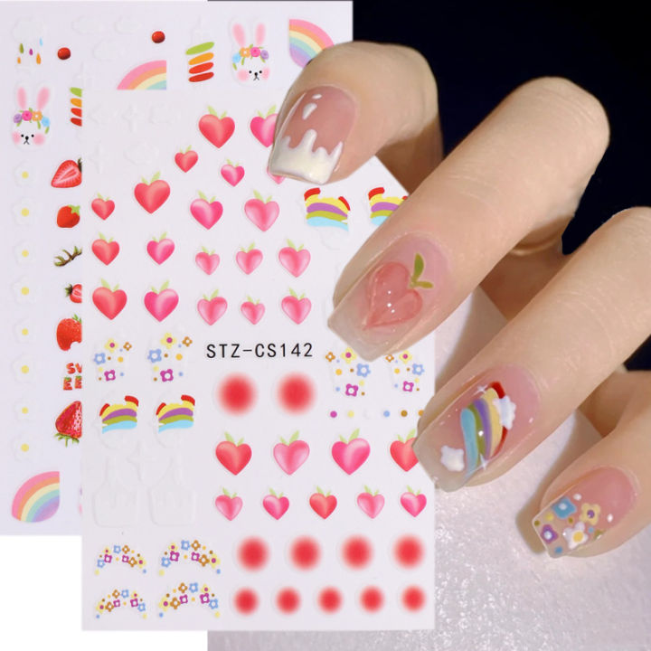Sukeme Nail Art Decals Colorful Tulip Daisy Peach Strawberry Blush ...