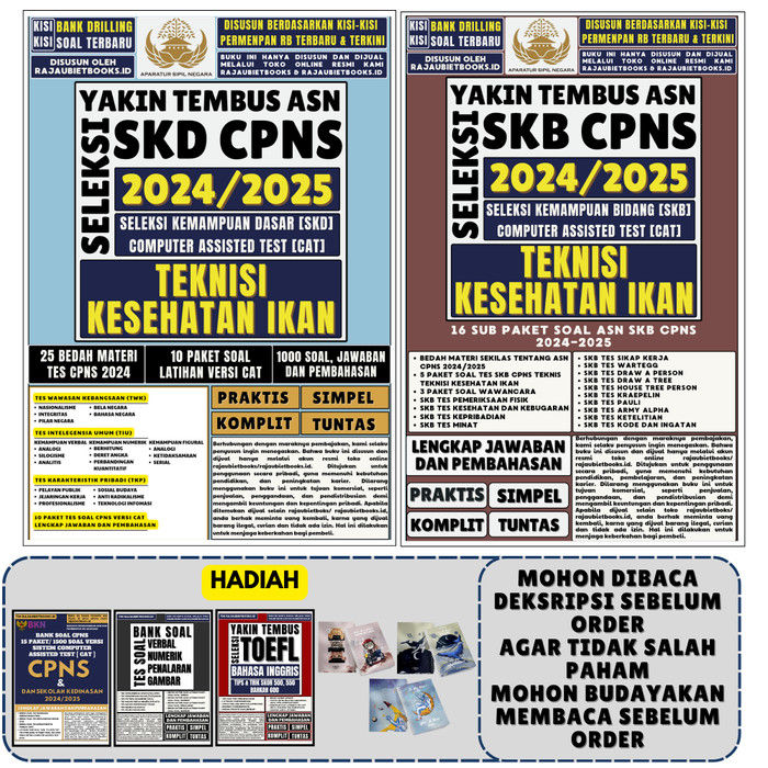 BUKU YAKIN TEMBUS ASN CPNS CAT SKD & SKB CPNS TEKNISI KESEHATAN IKAN 2024-2025 TERBARU DAN ...