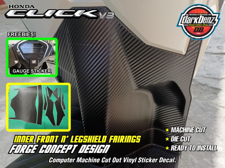 Honda Click Version 3 Carbon & Forged Sticker Decal for Black Inner ...