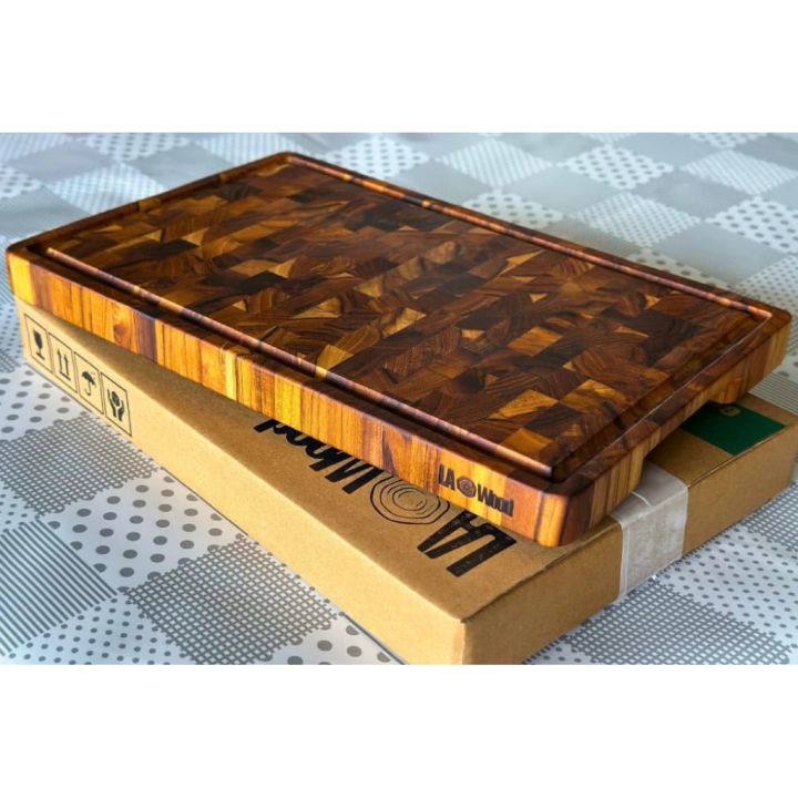 Lao wood เขียงไม้สักเกรดเอ End Grain Cutting Board รุ่น CB 08-1 ขนาด 2. ...