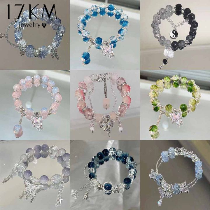 17KM Lucky Crystal Beads Bracelet for Women Elegant Butterfly Moon Star ...