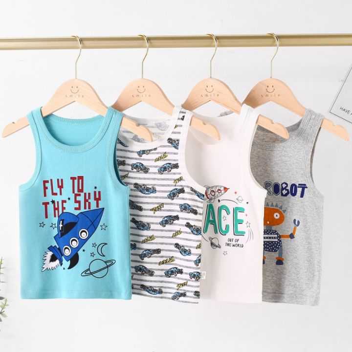 【LF】Kids Singlet Cotton 100-160cm Boys Tank Tops Fashion Undershirt ...