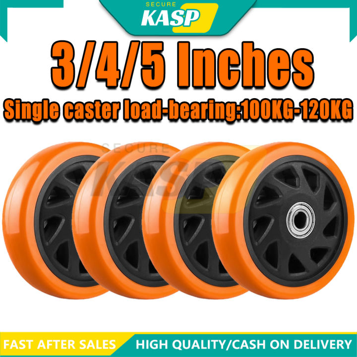 4PCS Caster Heavy Duty PU Wheel Set No Steel Frame Push Cart Wheel 3/4 ...