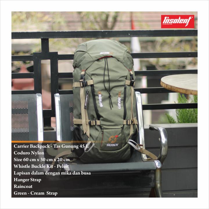 TAS RANSEL CARRIER GUNUNG CAMPING OUTDOOR BACKPACK 45 L DENGAN RAIN ...