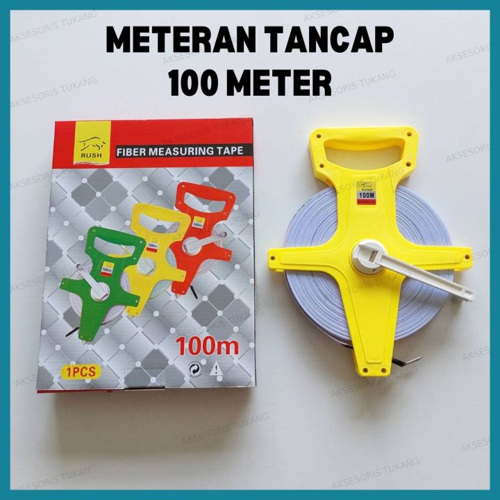 Meteran Tancap 100 M Meter Fiber Rol Gulung Tanam Tanah Bangunan 100m Rush | Lazada Indonesia