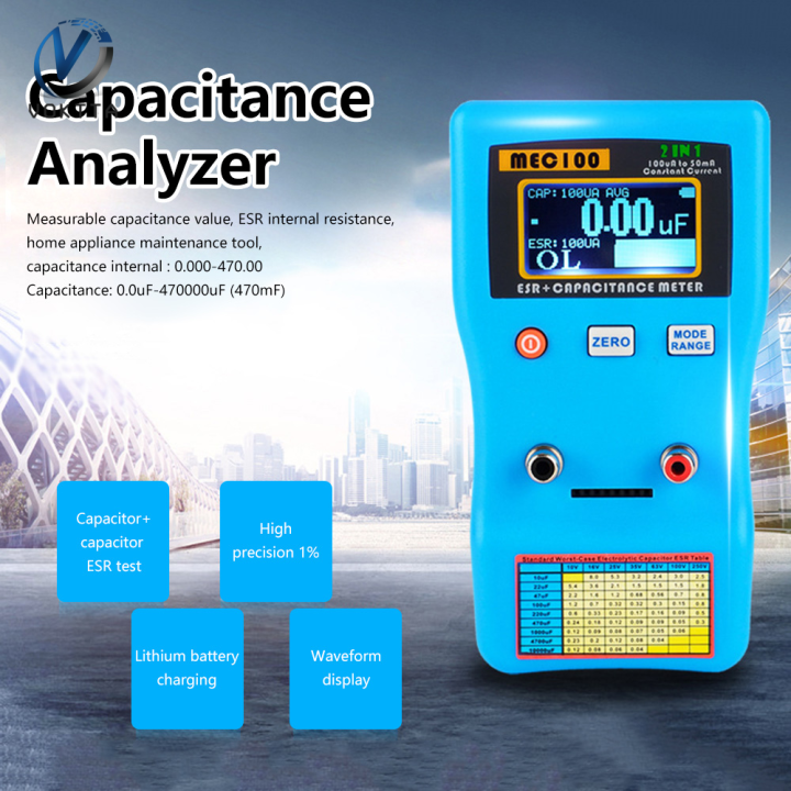 VOKTTA MEC-100 ESR Meter Digital Capacitance Meter Automatic Range Capacitance Analyzer Built-in ...