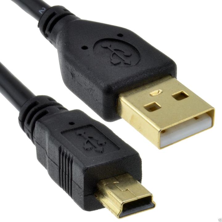 USB 2.0 Hi-Speed A to mini-B 5 pin Cable Power & Data Lead - BLACK ...