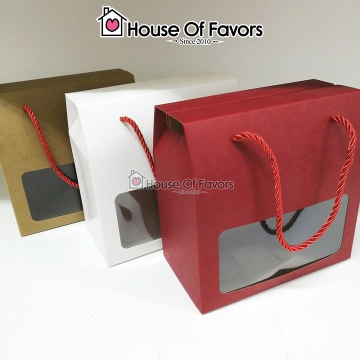 12pcs Large Gable Box with String & Window Kotak Kahwin CNY 2024 Red ...