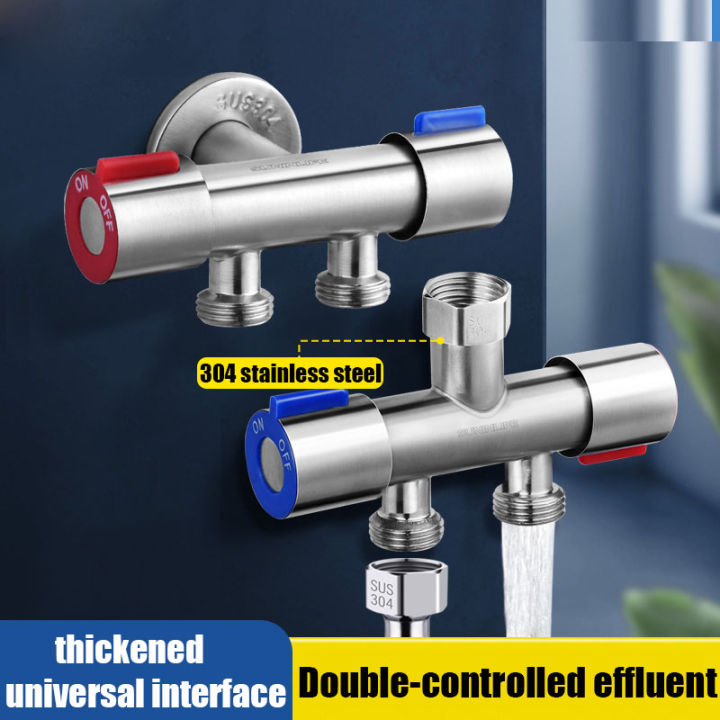 304 stainless steel Bathroom Wash Machine Faucet 2 way connector Dual ...