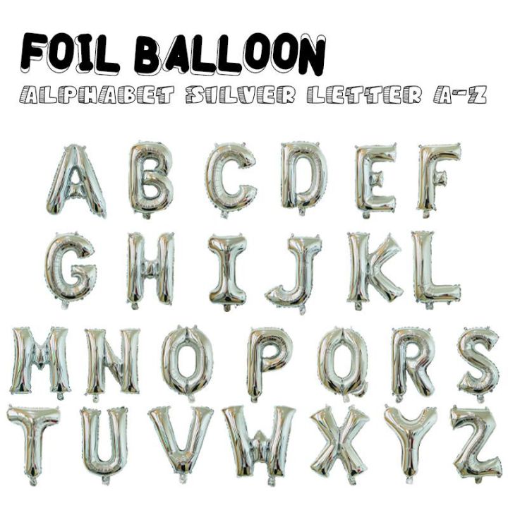 [PANDA] 16 Inch Alphabet Foil Balloon Letter Foil Balloon Silver ...