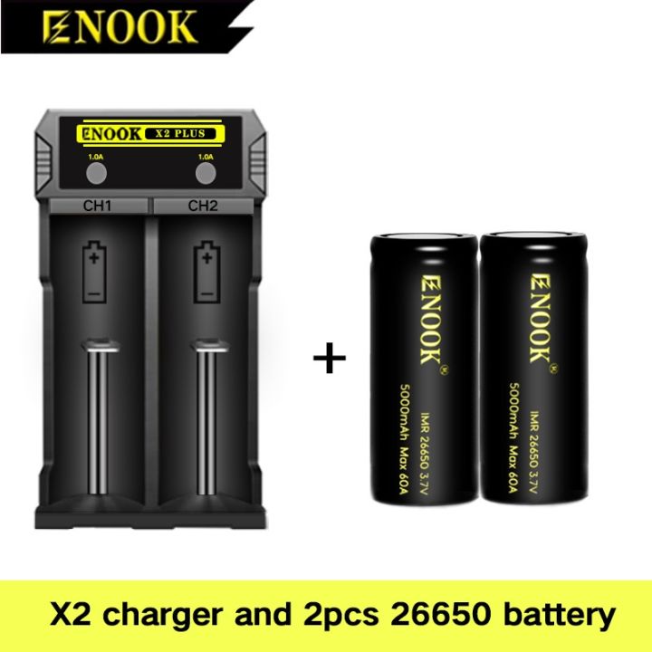 BEST- Enook Battery 26650 5000mAh 60A Black Rechargeable Battery 3.7v ...