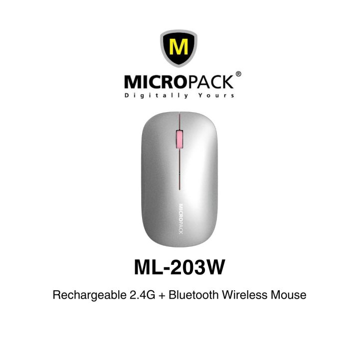Micropack Rechargeable 2.4G + Bluetooth Wireless Mouse | ML-203W | WORK ...