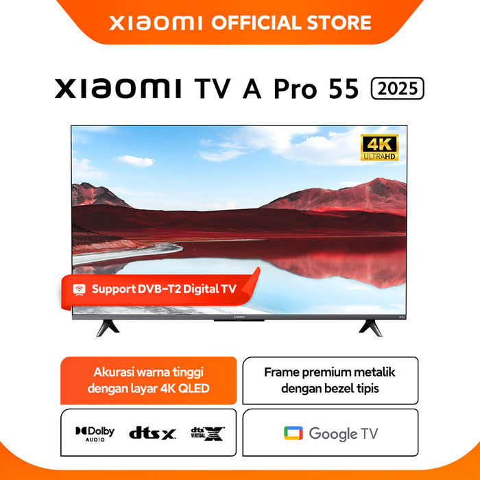 Official Xiaomi Google TV A Pro 55 2025 | Layar QLED 4K | Dolby Audio ...