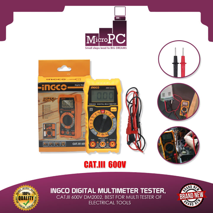 INGCO DIGITAL MULTIMETER TESTER, CAT.III 600V DM2002, BEST FOR MULTI ...