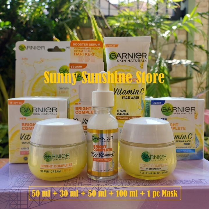 [5 PCS] Paket Lengkap GARNIER Light Complete Kuning : Serum + Cream ...