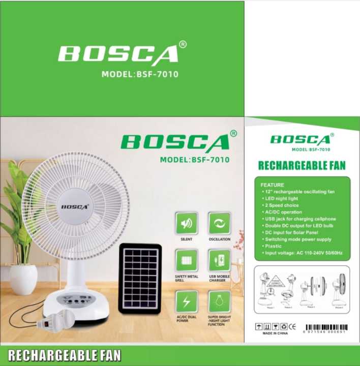12 Inches Desktop Rechargeable Oscillating Solar Electric Fan with ...