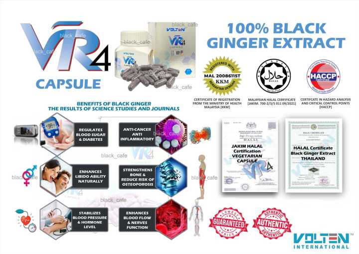 🔥HALAL🔥 Volten Vr4 Capsule Black Ginger (50 capsules/bottle) | Lazada