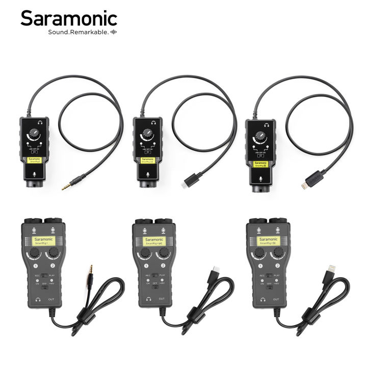 Saramonic SmartRig II SmartRig+ Series 2-Channel XLR/3.5mm/6.35mm Microphone Audio Mixer Preamp ...