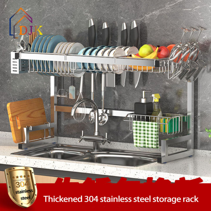 304 Stainless Steel Kitchen Shelf Sink Bowl Drain Rack Multifunctional ...