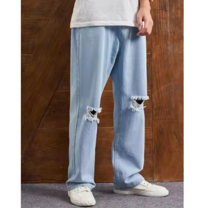 CELANA SOBEK PRIA STANDAR BASIC REGULER RIPPED JEANS ROBEK DENIM 27-38 ...