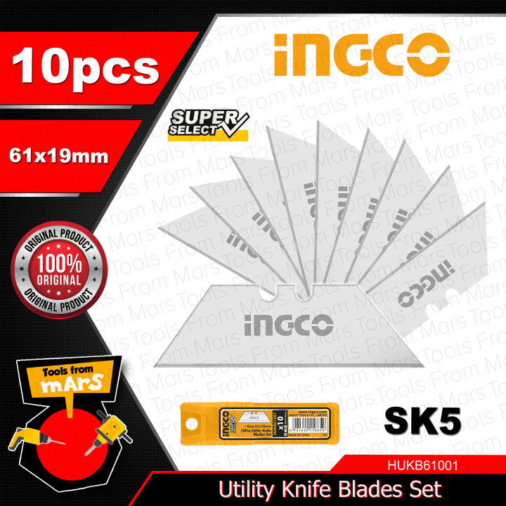 INGCO Snap-Off Blade Knife 18mm x 100mm SK5 Heavy Duty Blades Handy ...