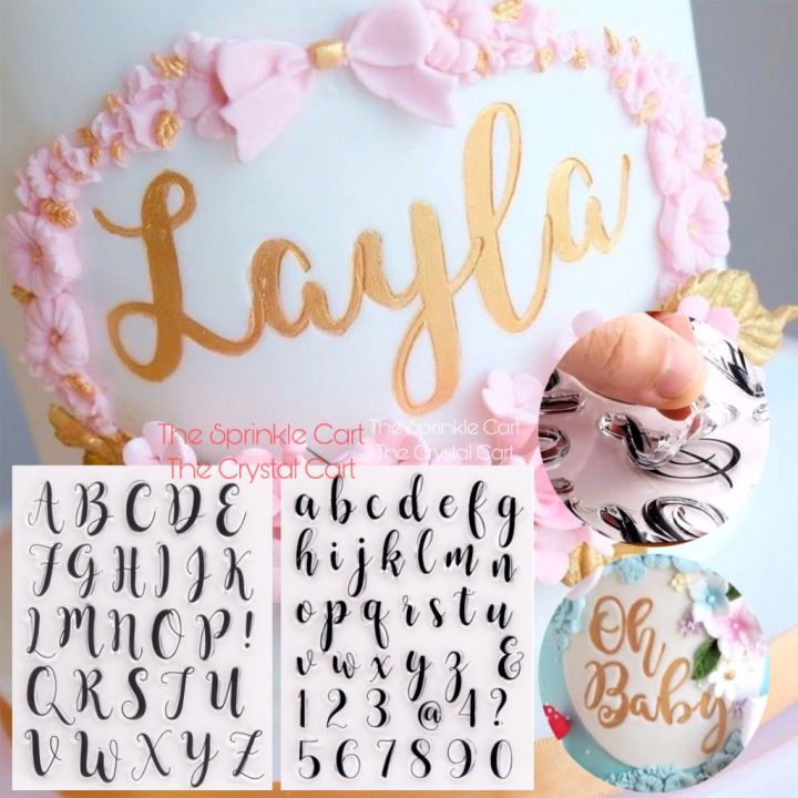 🔥Moheted👍 Alphabet Letter Cake Stamp Tool Calligraphy Cursive Plain ...