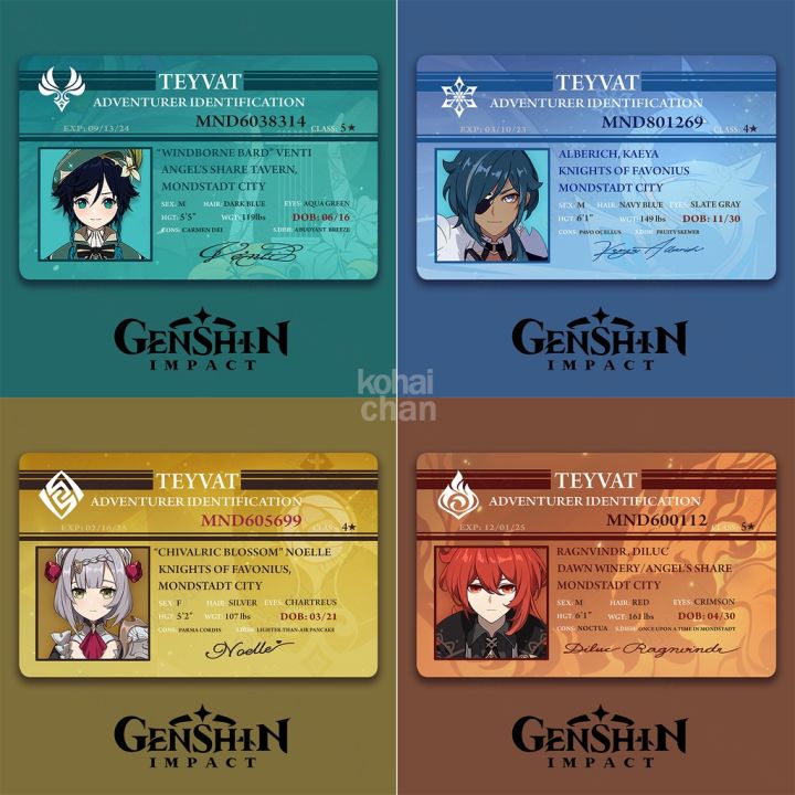 Genshin Impact ID Card Character's Adventurer Identification Mondstadt ...