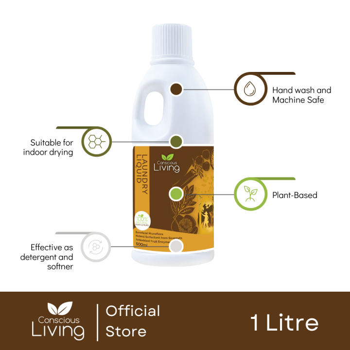 Conscious Living 100% natural Laundry Liquid for machine and hand washing - น้ำยาล้างผ้าเพ ...