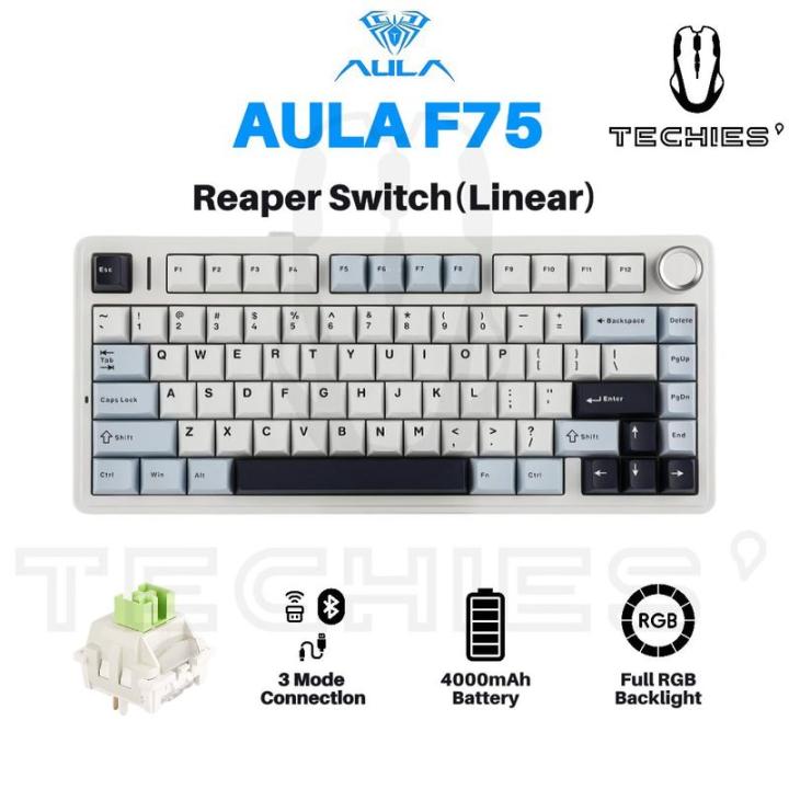 [SG READY STOCK] AULA F75 Mechanical Keyboard 75% 80 Key RGB Tri-Mode ...