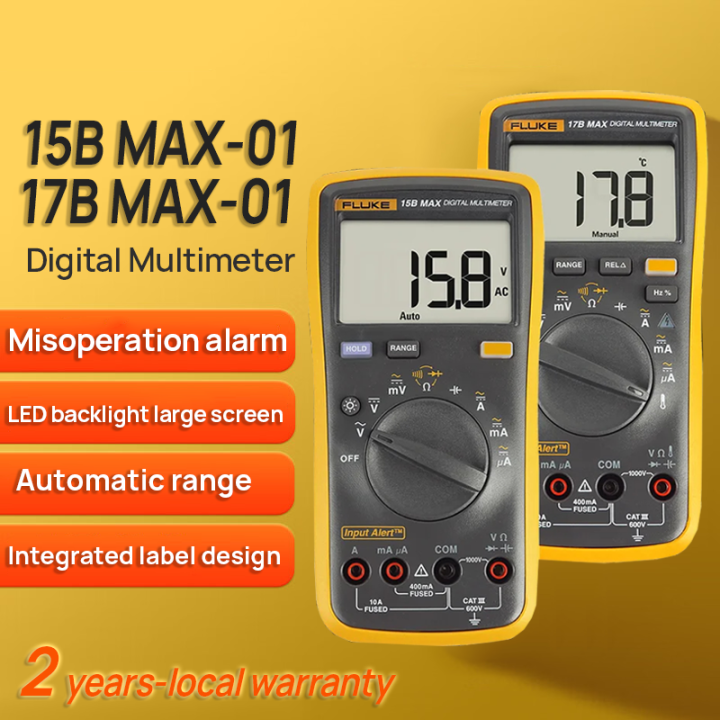 Fluke 15B Max / 17B Max Digital multimeter AC/DC Voltage Current Capacitance Ohm Temperature ...