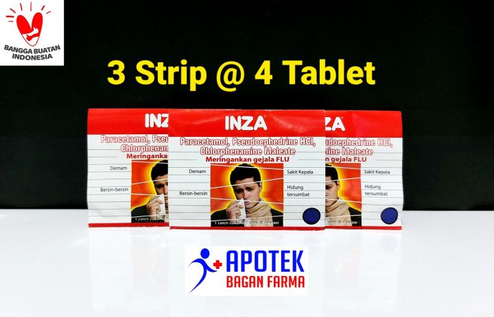 OBAT FLU BATUK DEMAM / INZA TABLET ( 3 STRIP = 12 TABLET ) | Lazada ...