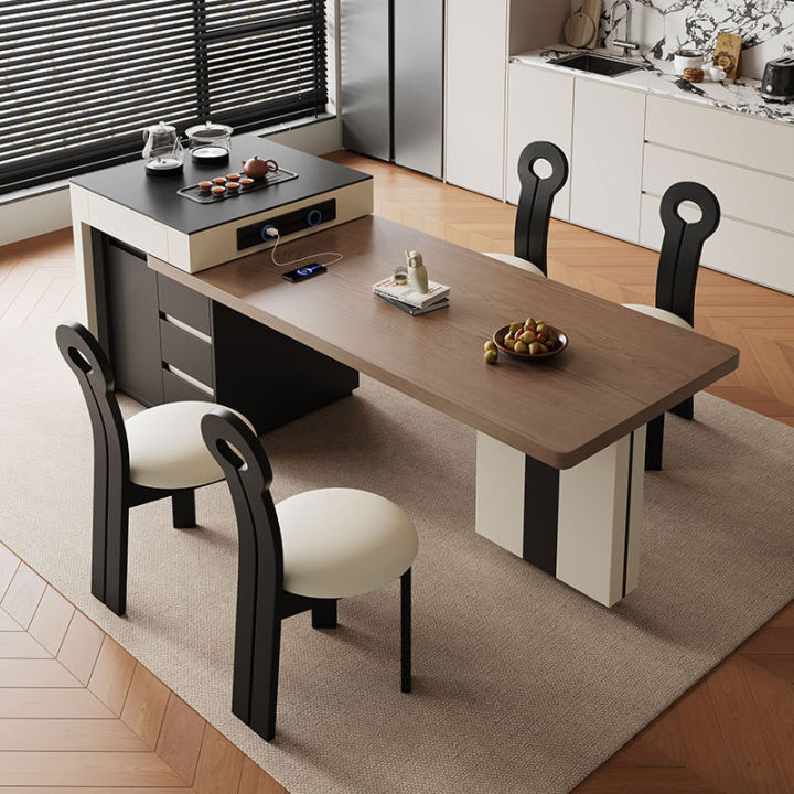 Dining Kitchen Island Extendable Tables And Chairs Set Light Luxury ...