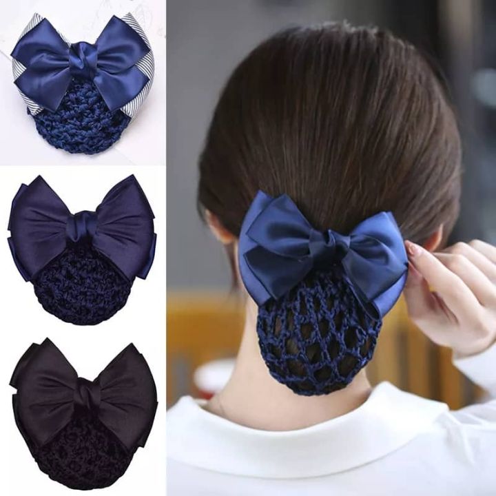 Hair Net for School Work Bow-Knot Hair Clip Cover Black Bun Snoods ...