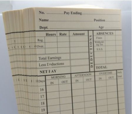 TIME CARD, DAILY TIME RECORD, DATA TIME RECORD.. Sold per 10piece ...