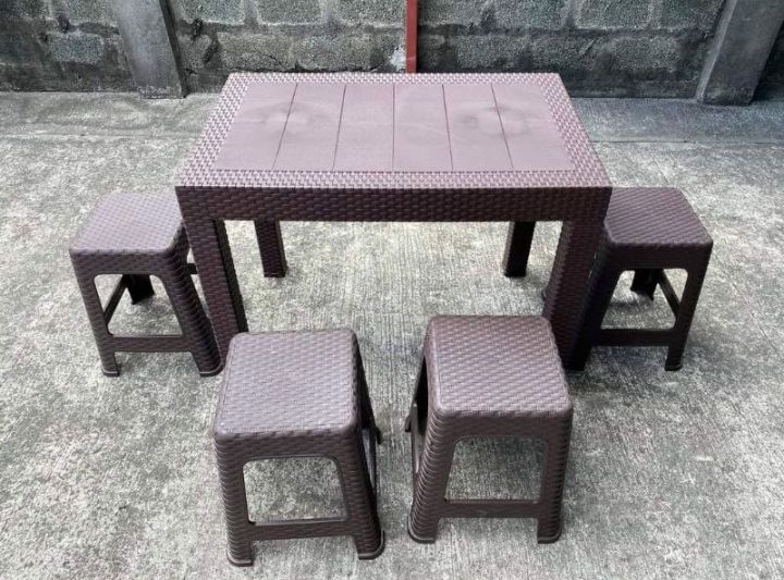 Plastic Rattan Table and stools Package | Lazada PH