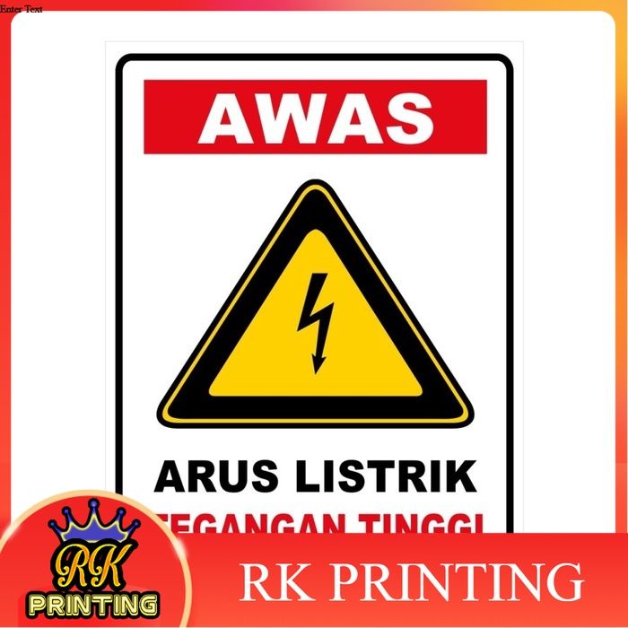 STIKER VINYL AWAS LISTRIK TEGANGAN TINGGI Uk. 23x30 cm sign rambu k3 ...