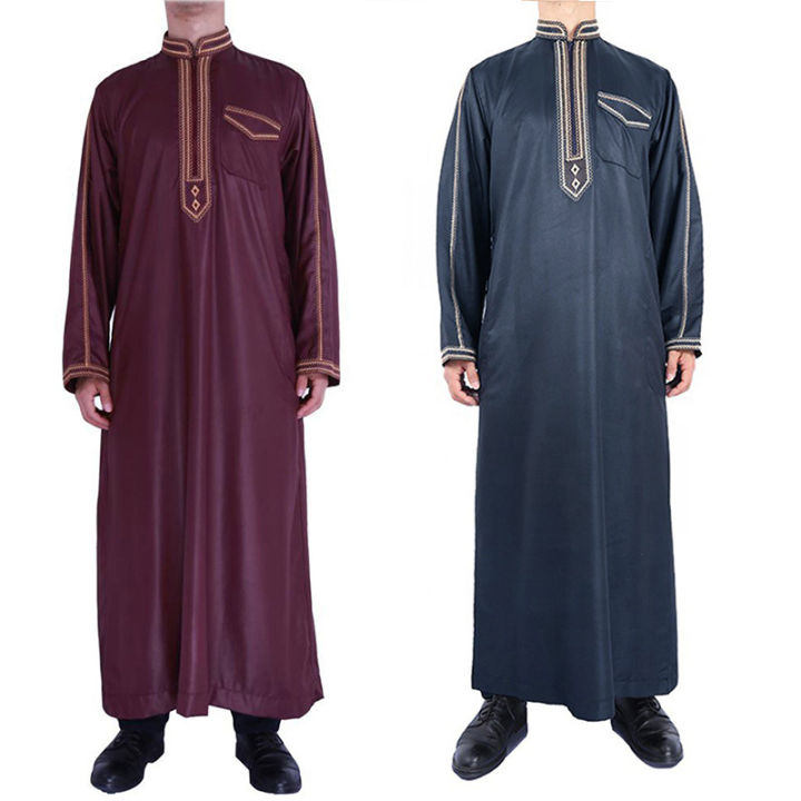 Men Muslim Saudi Arab Jubahs Middle East Islamic Kaftan Shirts Long ...