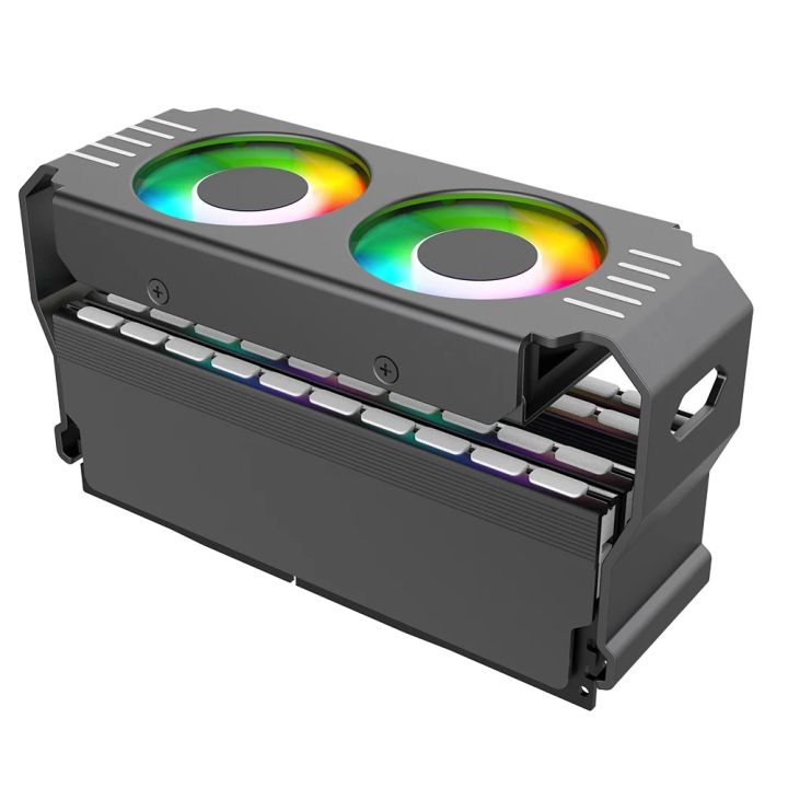 Black Black Argb Computer Case Ram Module Cooler Ddr3 Ddr4 Ddr5 Argb Sync Dual Fans 120mm 5v
